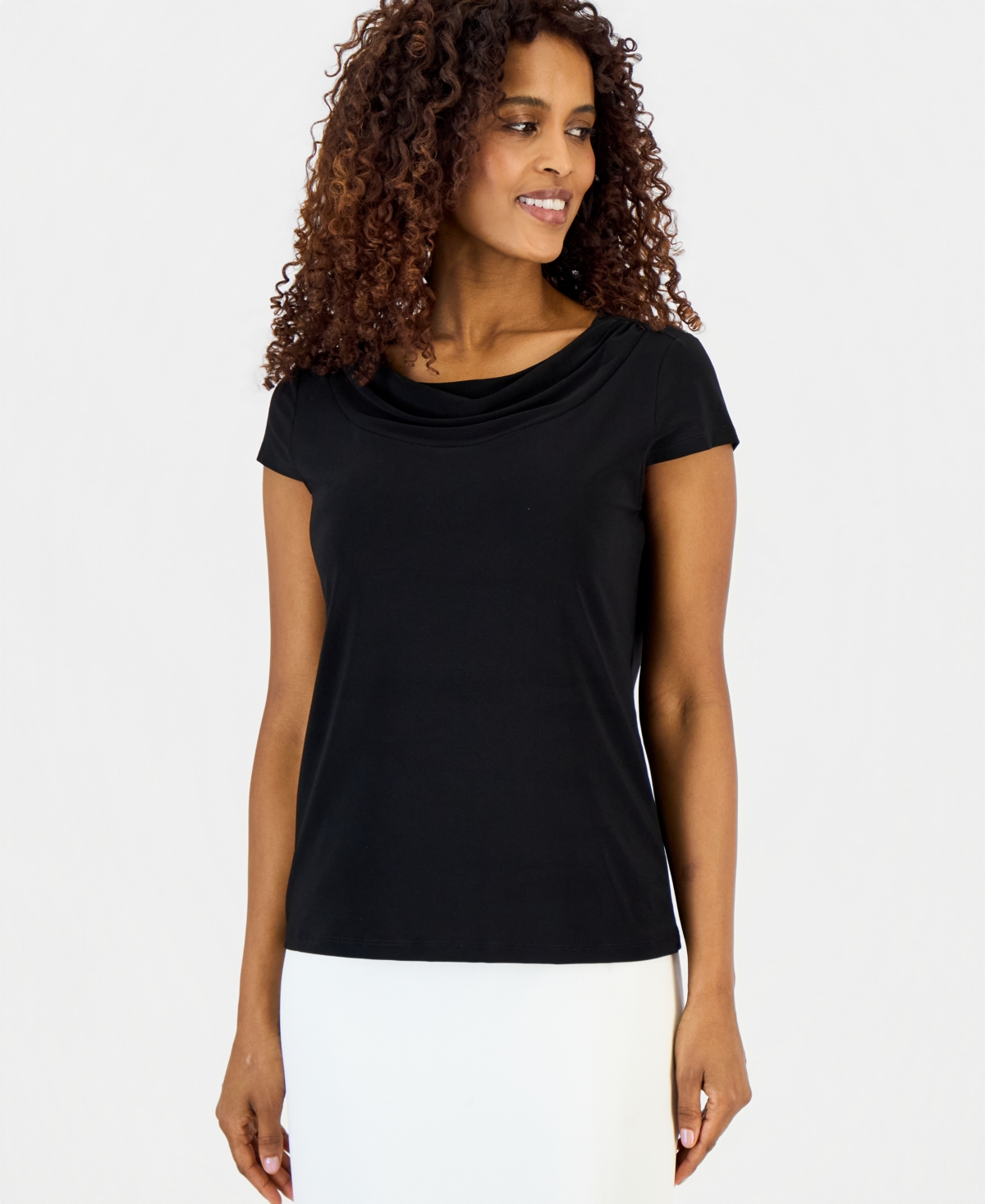 Click here for Kasper Womens Cowl Neck Cap Sleeve Top  Regular &... prices