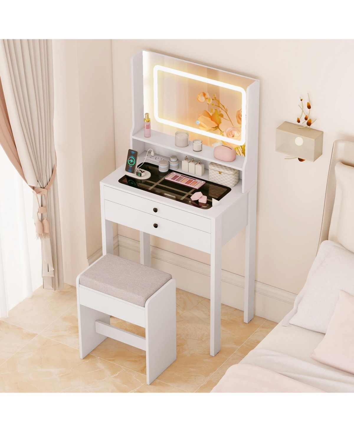 Click here for Volenca Small Vanity Desk with Lighted Mirror and... prices