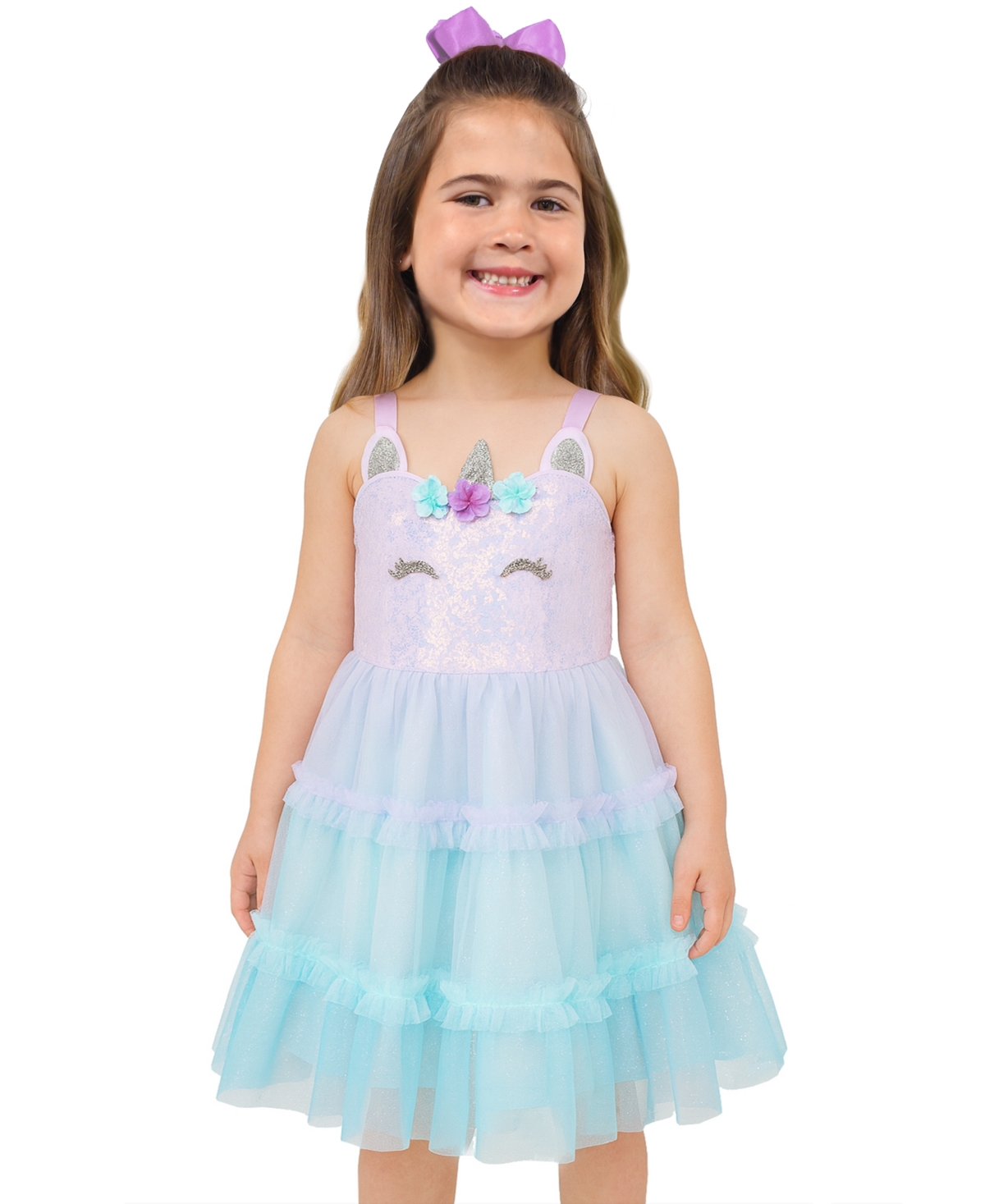 Click here for Pink & Violet Girls 2-6X Strappy Unicorn Sequin Dr... prices