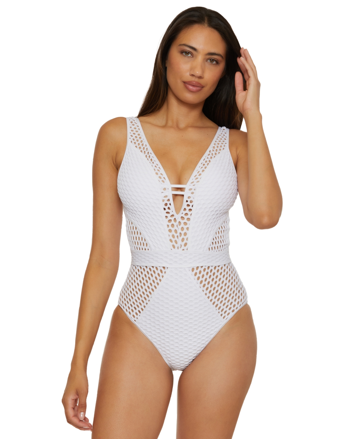 Click here for Becca Womens Castaway Fishnet One-Piece Swimsuit -... prices
