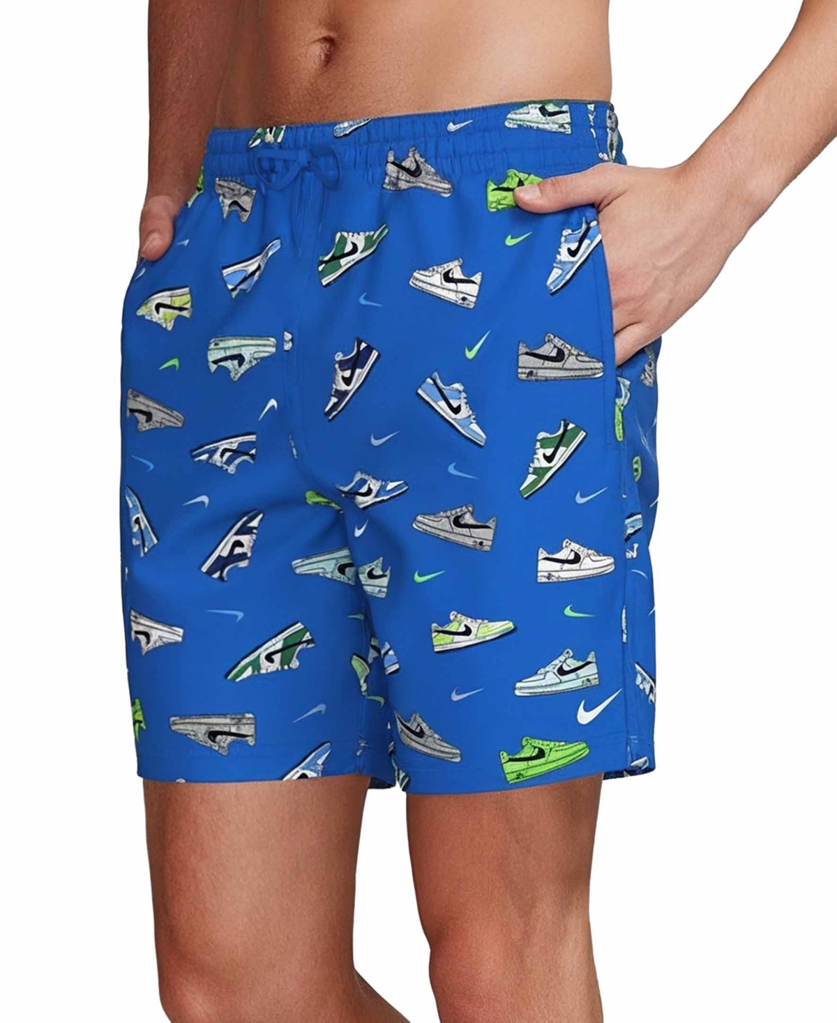 Click here for Nike Mens 7 Sneaker Print Volley Swim Shorts - Blu... prices