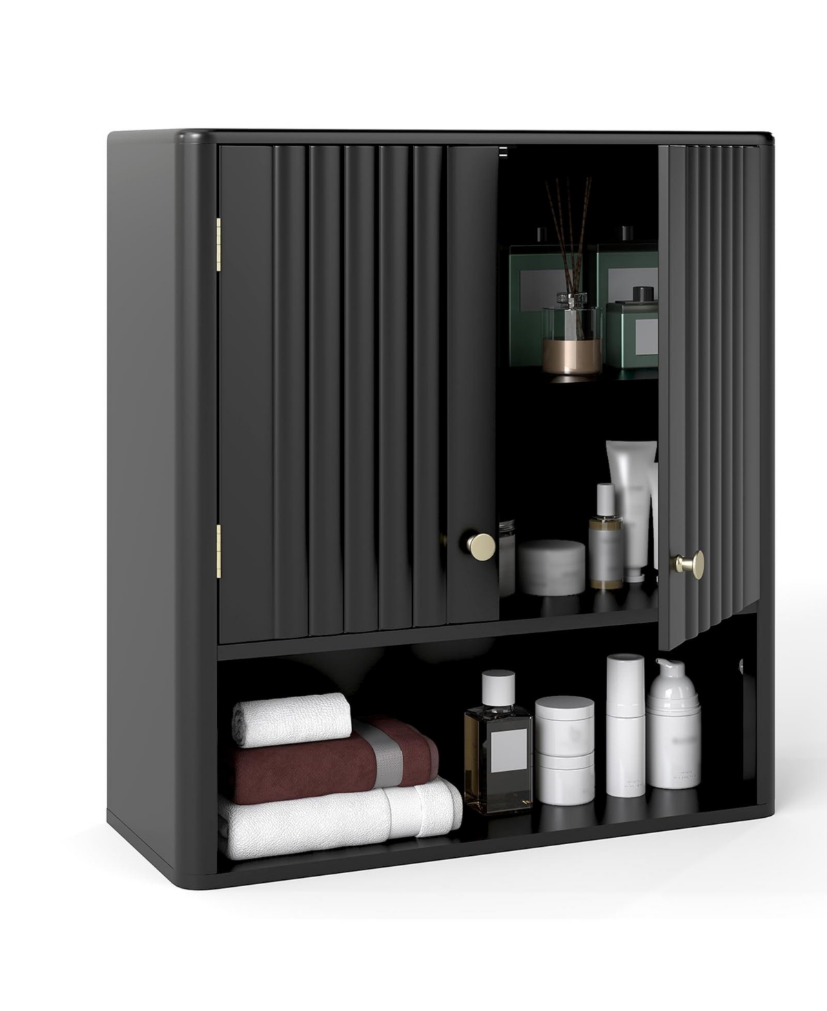 Click here for Volenca Fluted Bathroom Wall Cabinet with Open She... prices