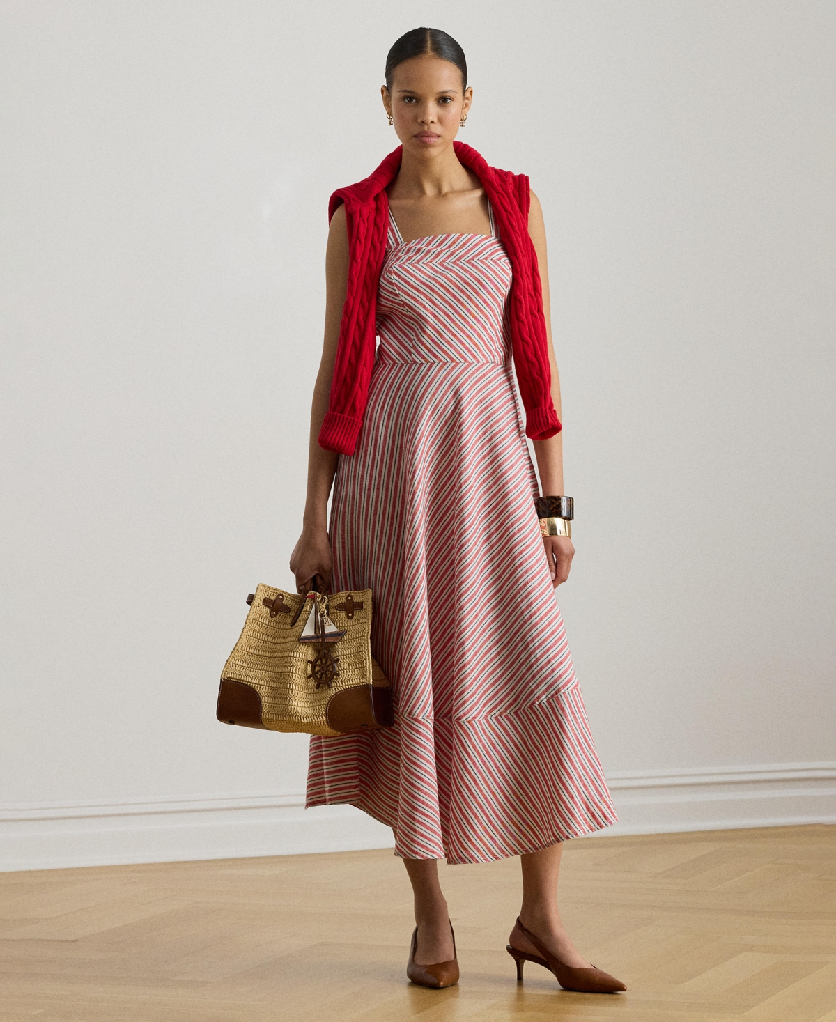 Click here for Lauren Ralph Lauren Womens Striped Square Neck Dre... prices