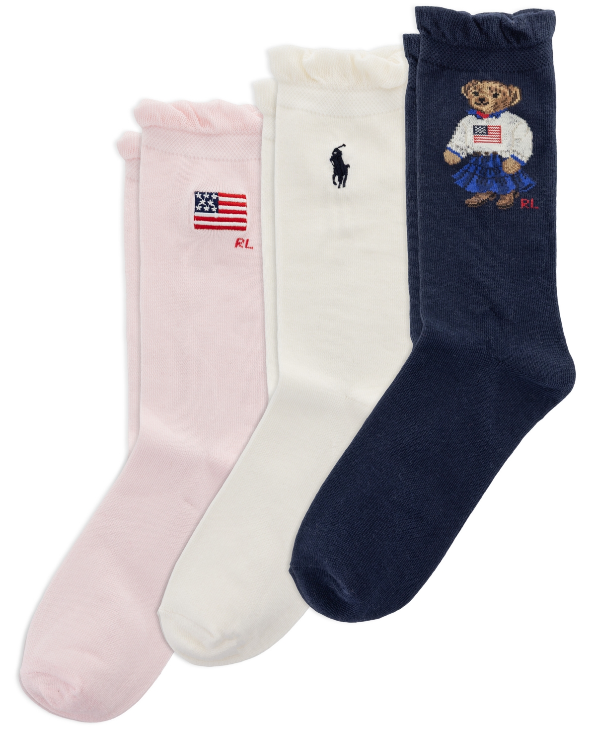 Click here for Polo Ralph Lauren Girls 4-11 Americana Bear Socks... prices