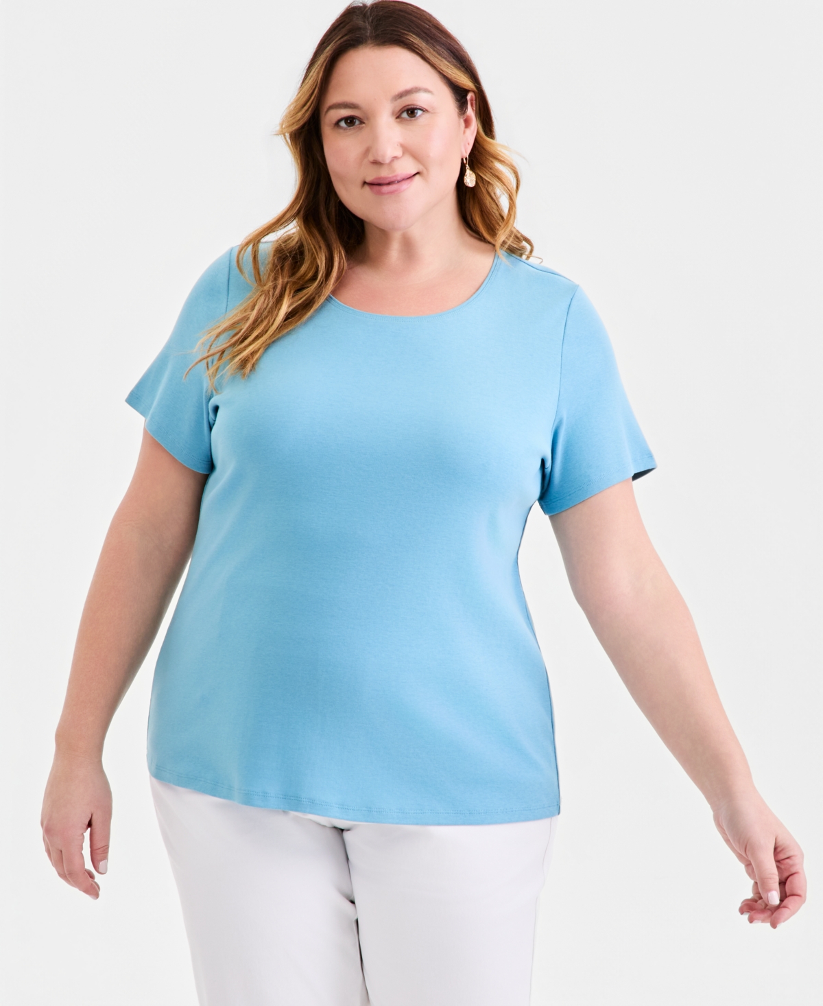 Click here for Style & Co Womens Plus Size Short-Sleeve Scoop-Nec... prices