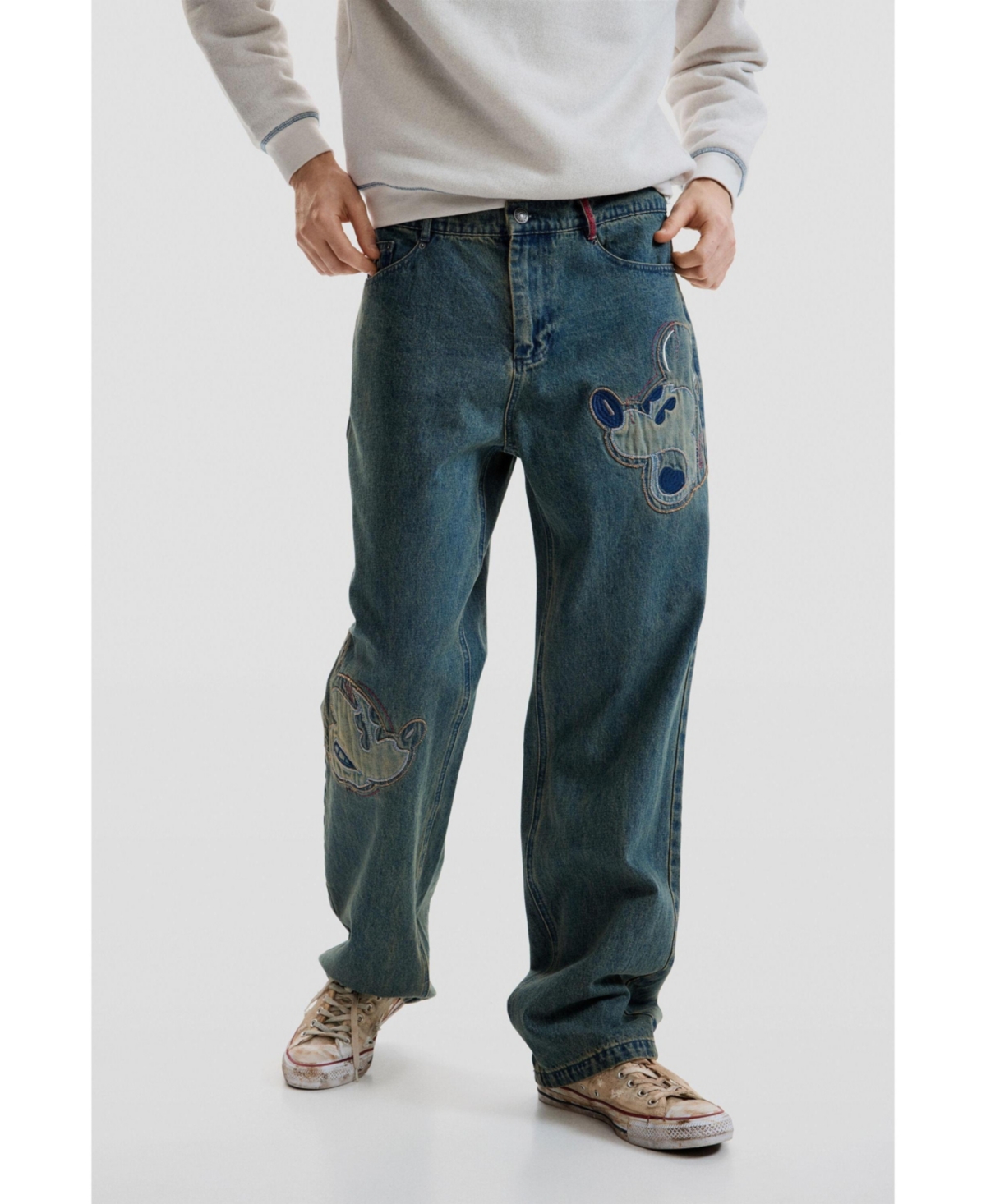 Click here for Desigual Mens Disney patch jeans - Medium blue prices