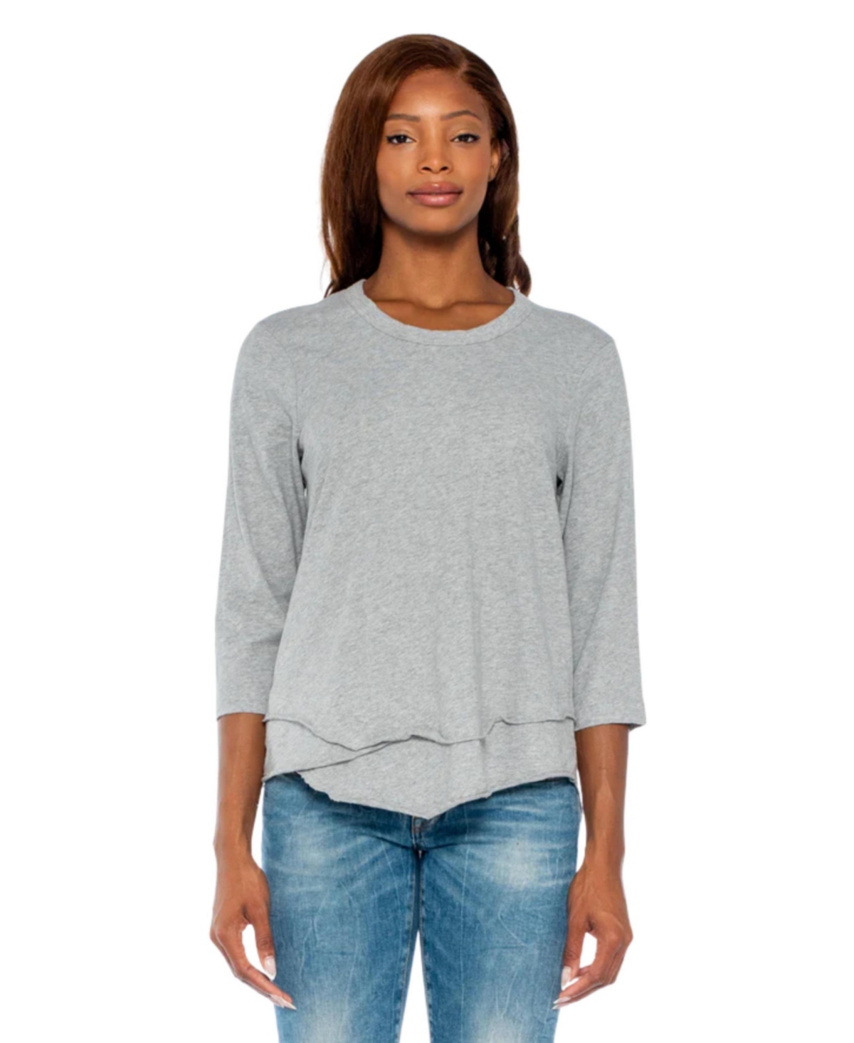Click here for Wilt Clothing Womens Sleeve Mock Layer Tee - Grey... prices