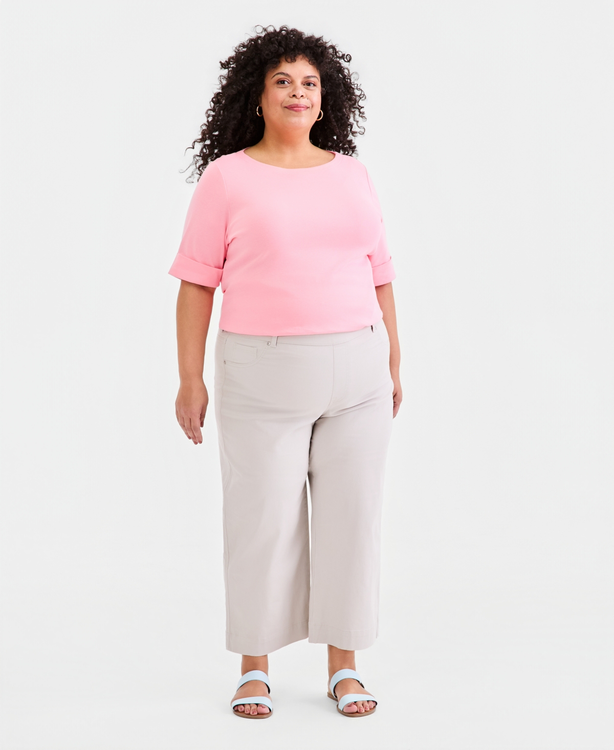Click here for Style & Co Plus Size High-Rise Shaping Cropped Jea... prices