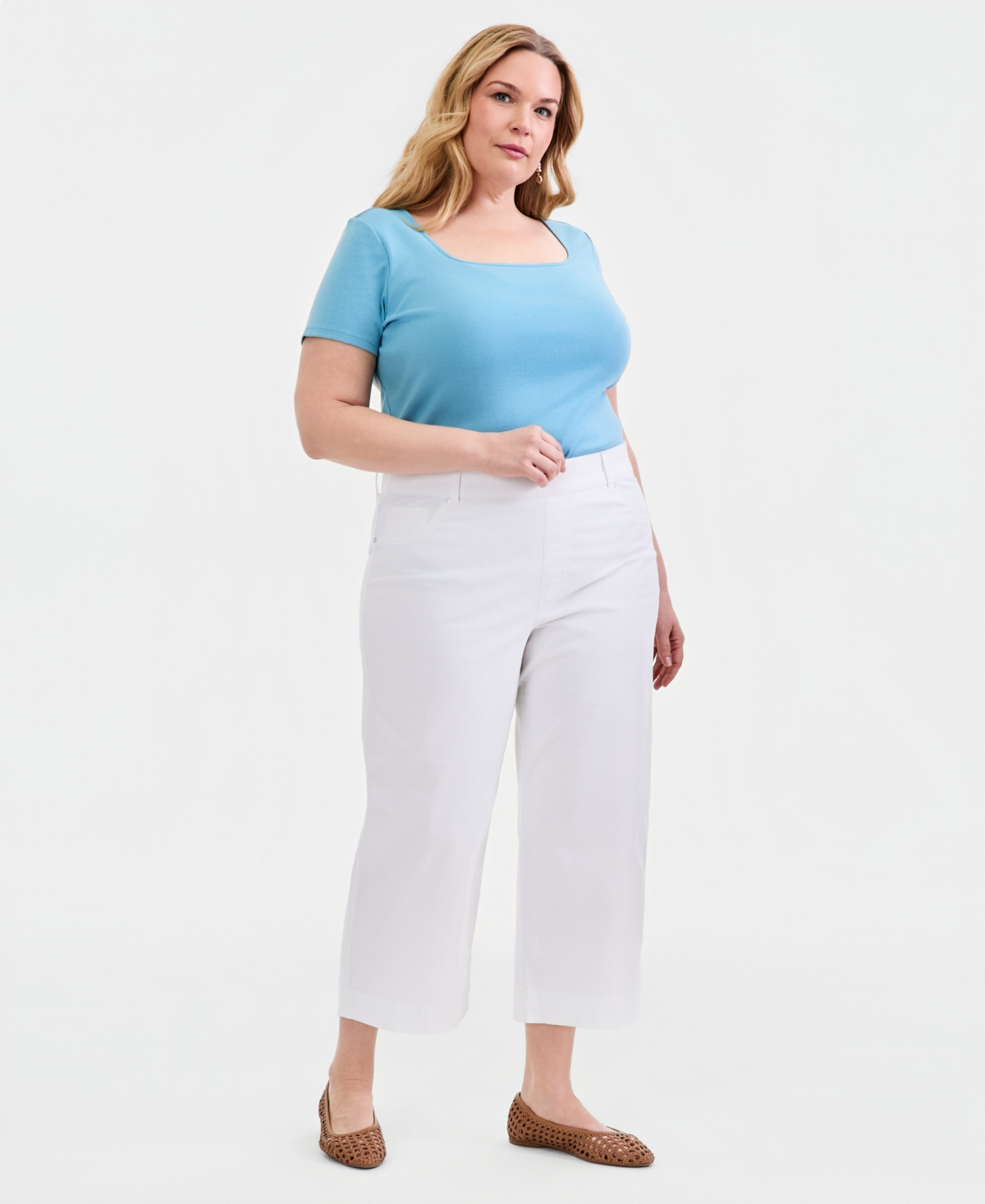 Click here for Style & Co Plus Size High-Rise Shaping Cropped Jea... prices