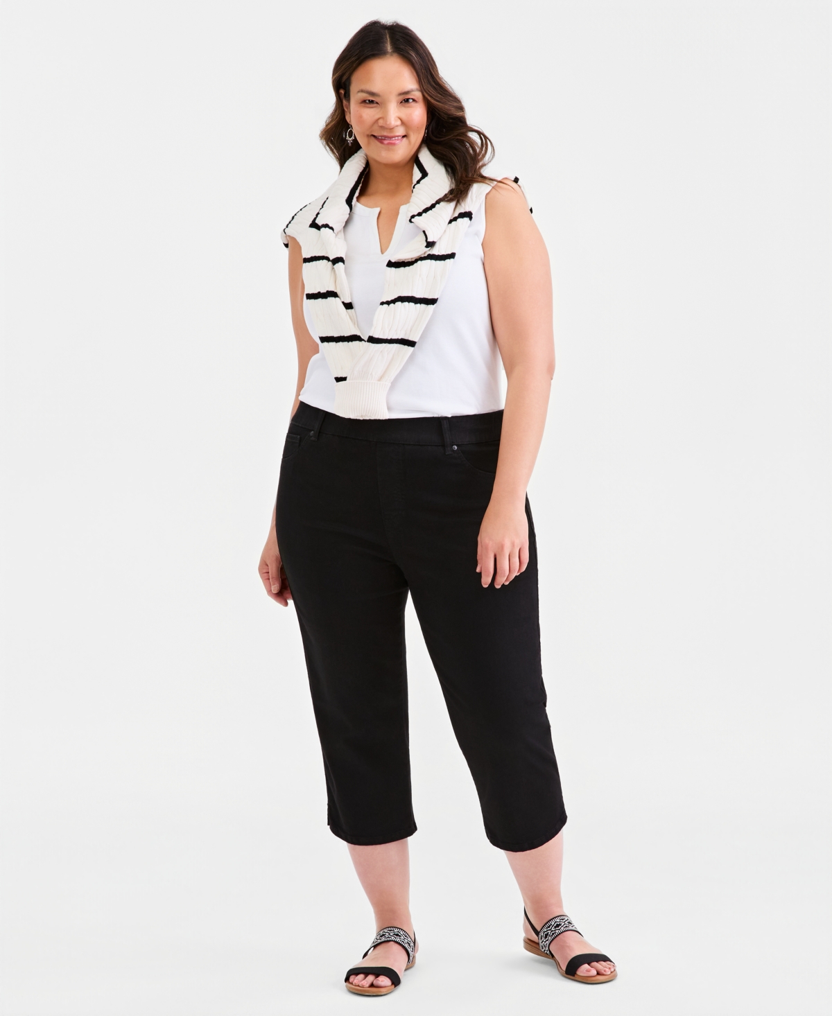 Click here for Style & Co Plus Size High-Rise Shaping Capri Jeans... prices