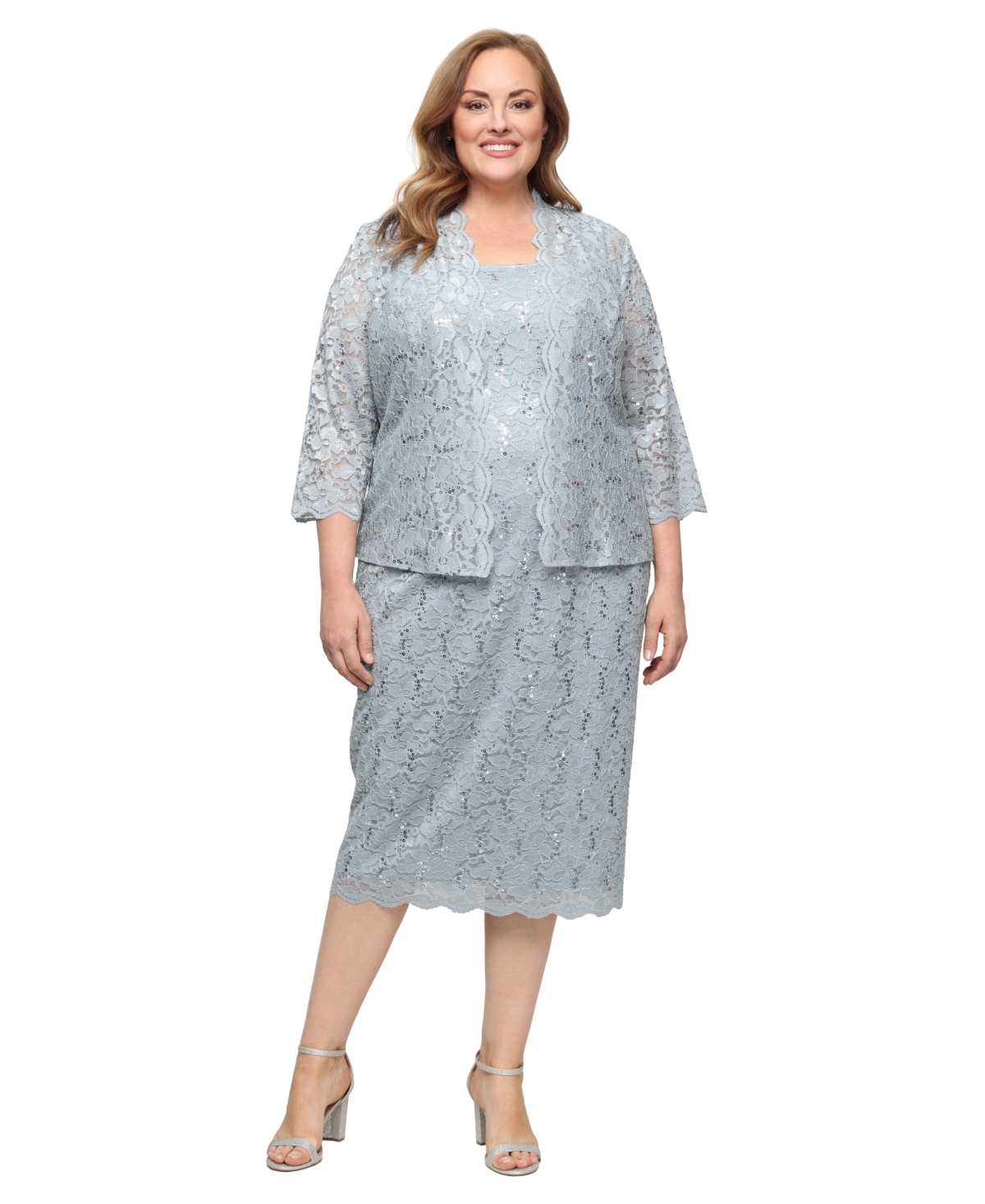 Click here for Sl Fashions Plus Size 2-Pc. Lace Jacket & Sheath D... prices