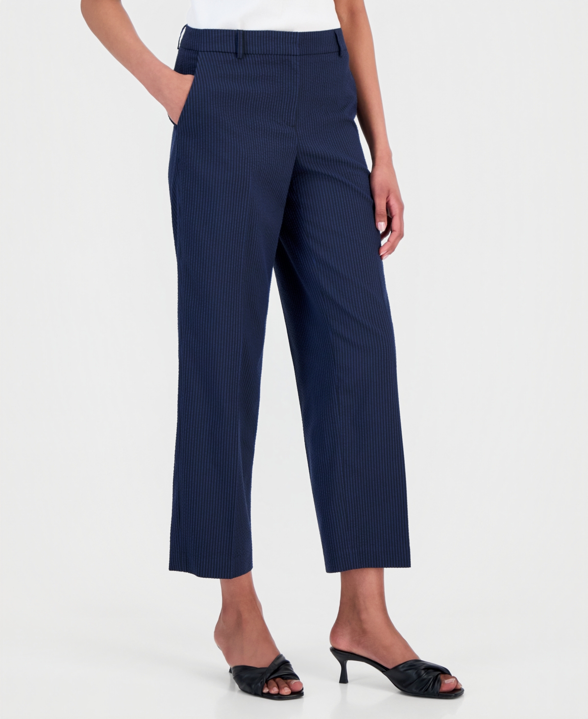 Click here for Anne Klein Womens Seersucker Stripe Pants - Distan... prices