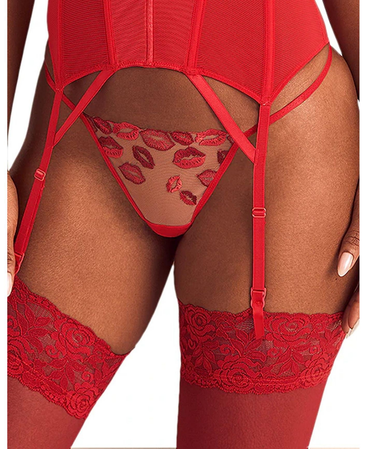 Click here for Adore Me Womens Besos G-String Panty - Dark red prices