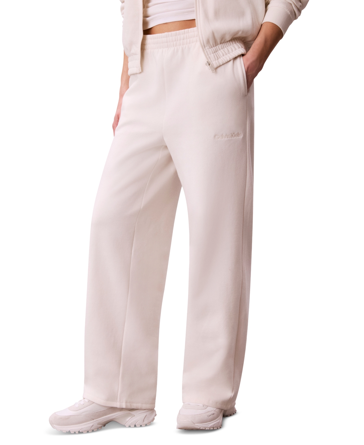 Calvin Klein Performance Womens Brushed Straight Leg Joggers - Tofu
