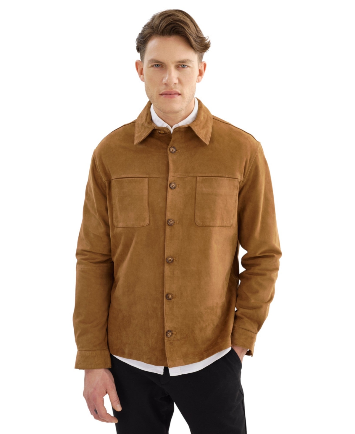 Click here for Regency Leathers Mens Brock Suede Shirt - Cigar prices
