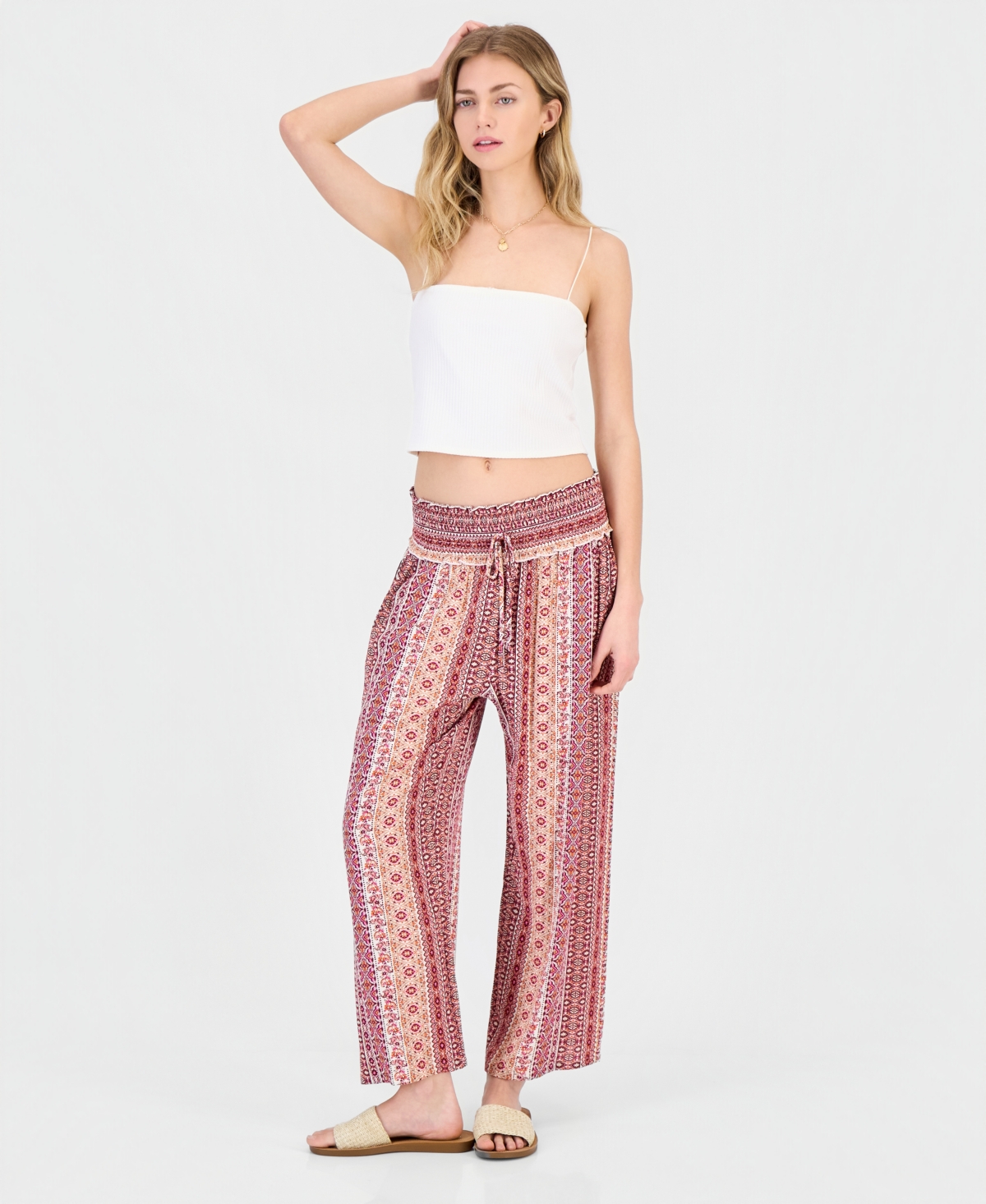 Click here for Kingston Grey Juniors Printed Wide-Leg Pants - Rus... prices