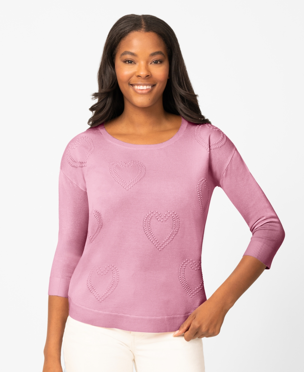 Click here for Melissa Paige Womens Heart Textured Hi-Low Sweater... prices