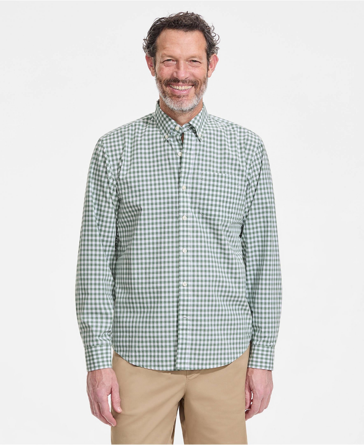 Click here for Lands End Mens Long Sleeve Pattern Poplin Shirt -... prices