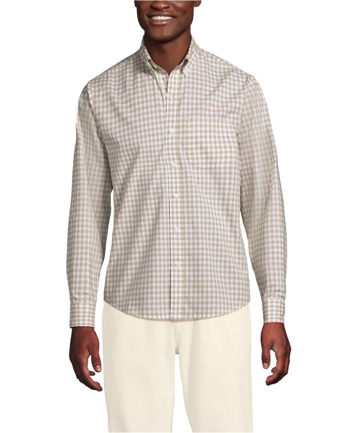 Click here for Lands End Mens Long Sleeve Pattern Poplin Shirt -... prices