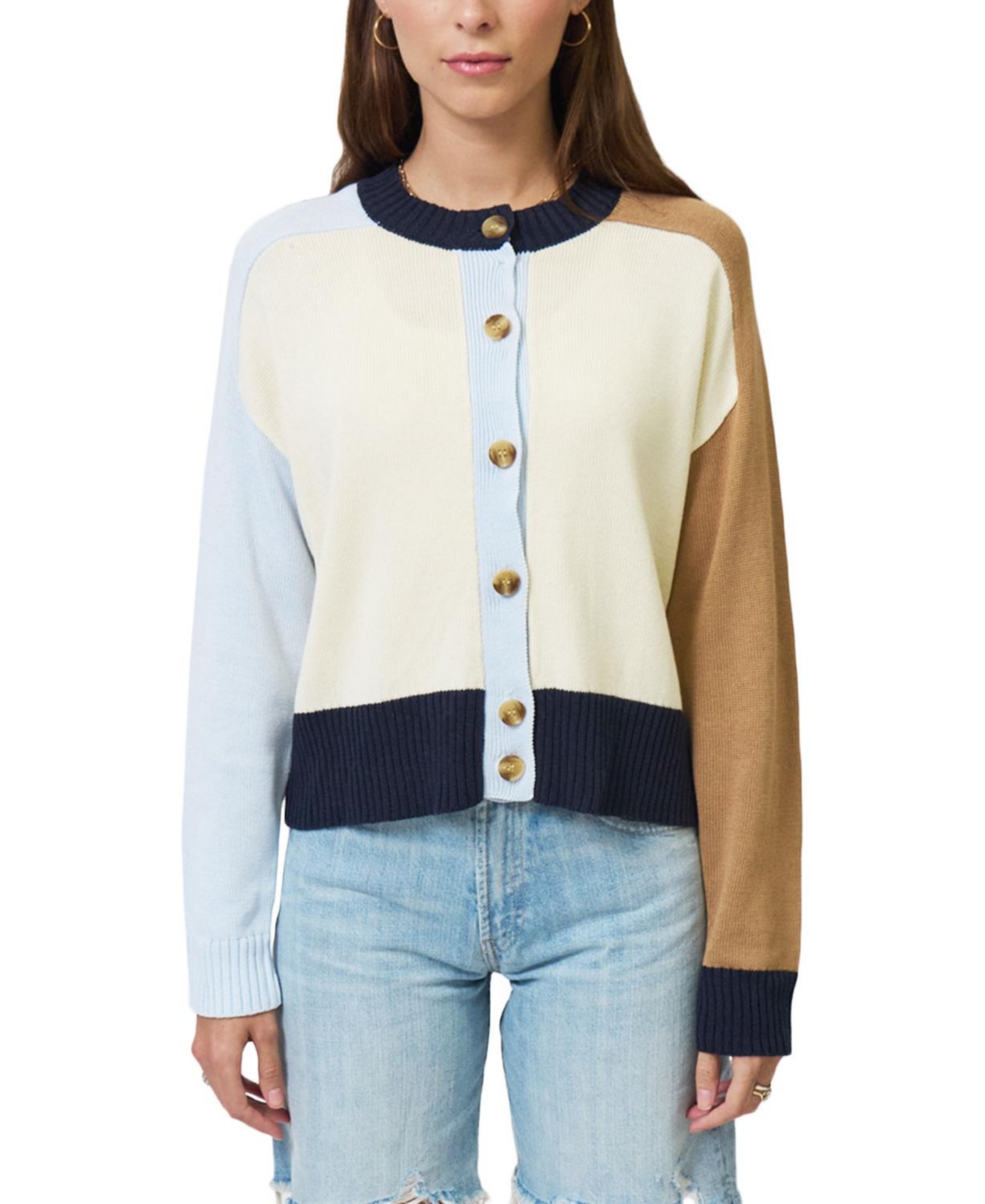 Click here for Central Park West Womens Chloe Colorblock Cardi Sw... prices