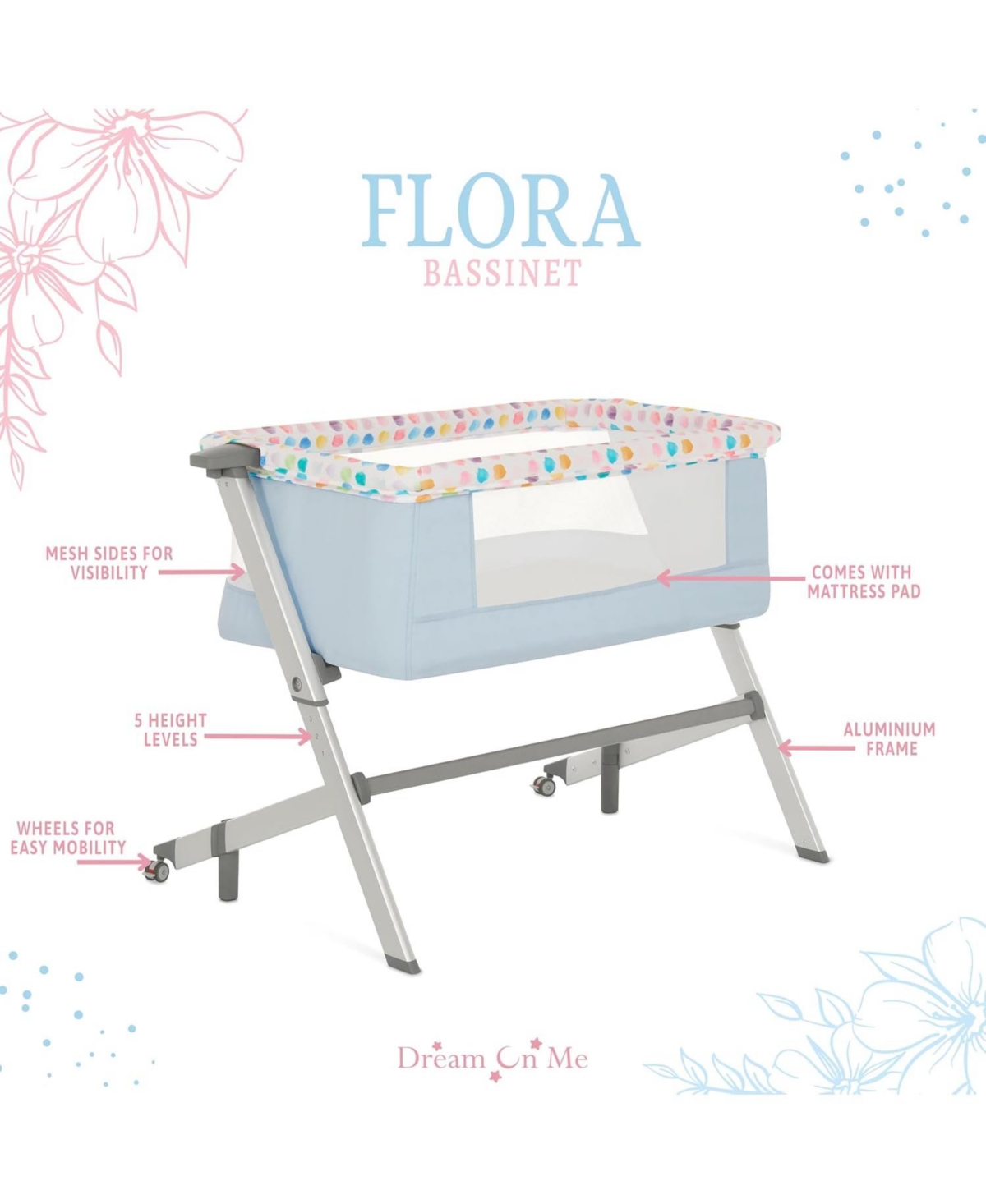 Click here for Dream On Me Kids Flora Bassinet - Compact & Modern... prices