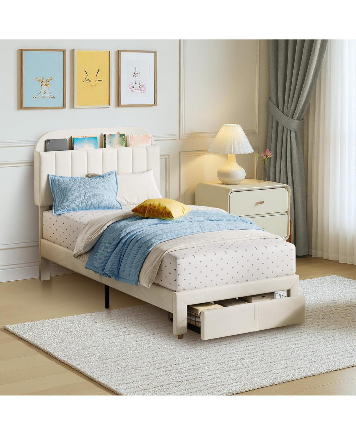 Click here for gaomon Twin Size Bed Frames with Storage Headboard... prices