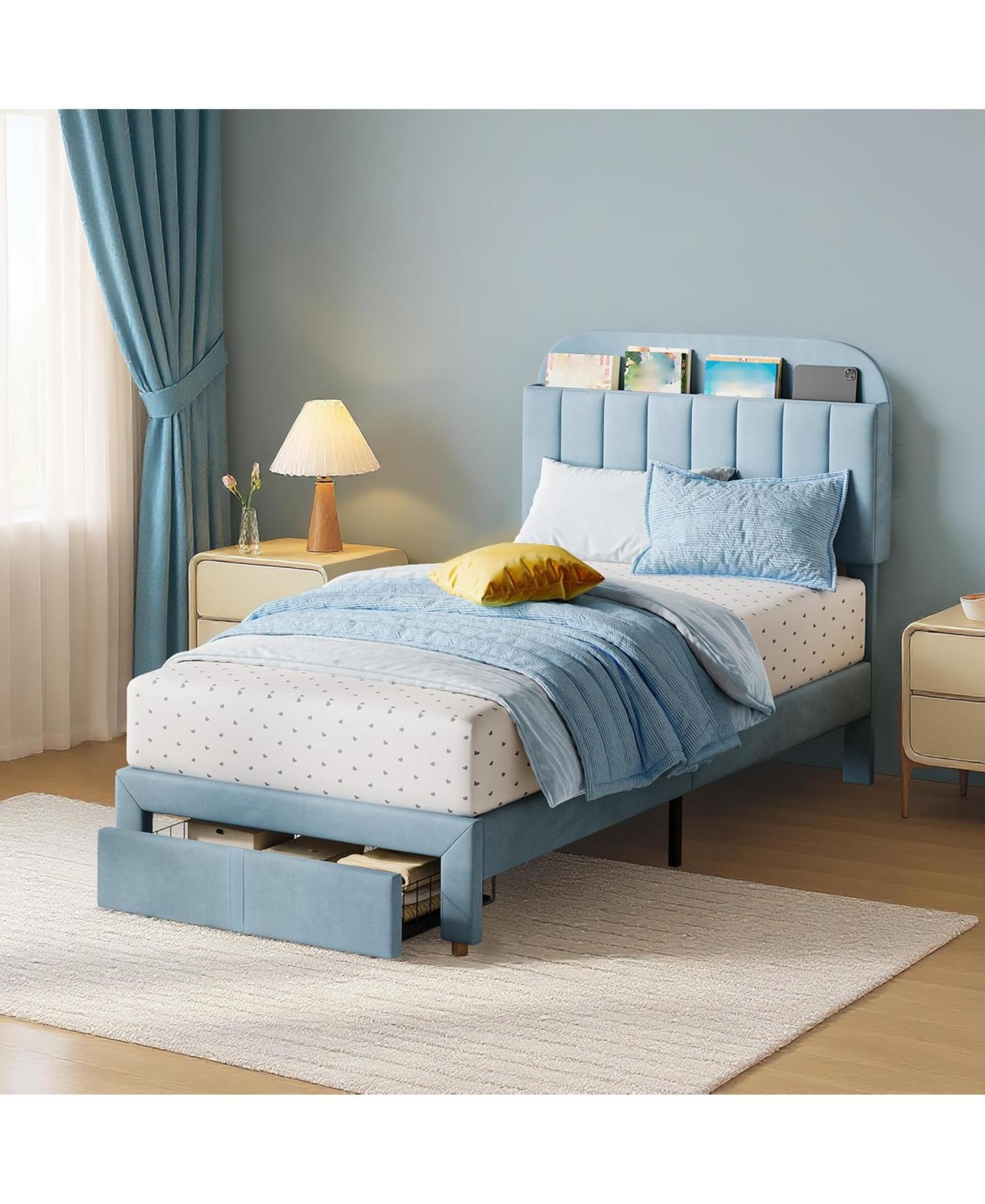 Click here for gaomon Twin Size Bed Frames with Storage Headboard... prices