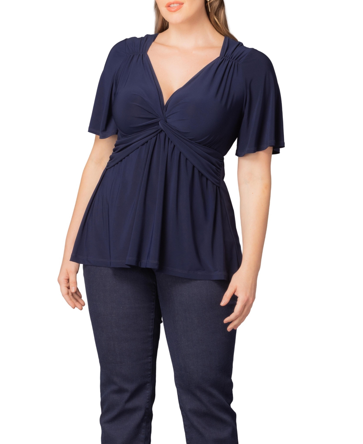 Click here for Kiyonna Plus Size Abby Twist Front Top - Nouveau n... prices