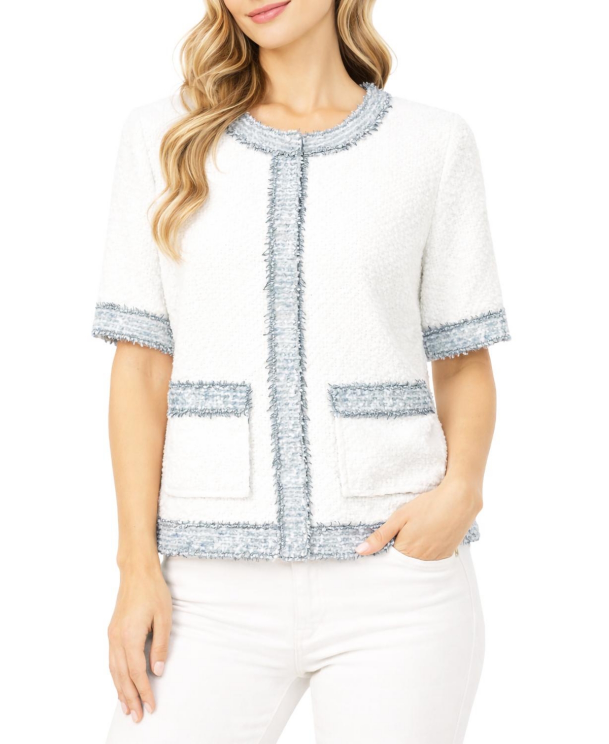 Click here for Central Park West Womens Maribel Frayed Edge Tweed... prices