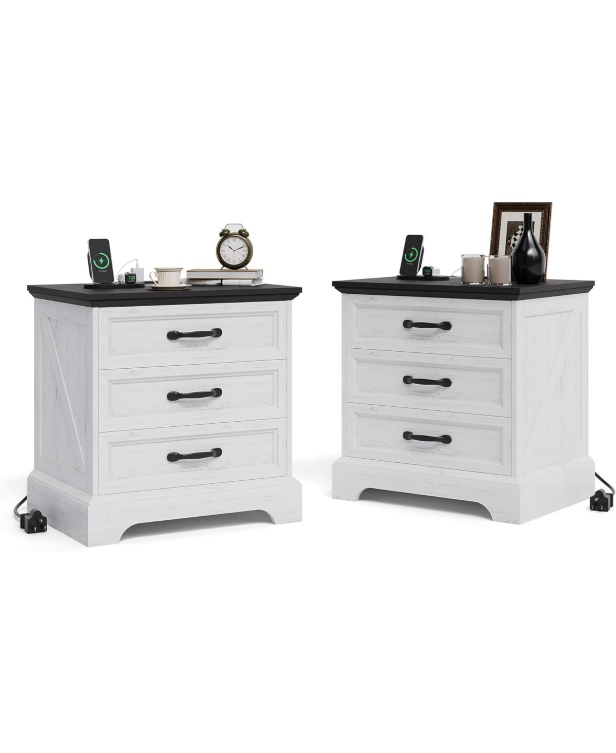 Click here for gaomon Modern Farmhouse Wood Nightstand Set of 2 w... prices