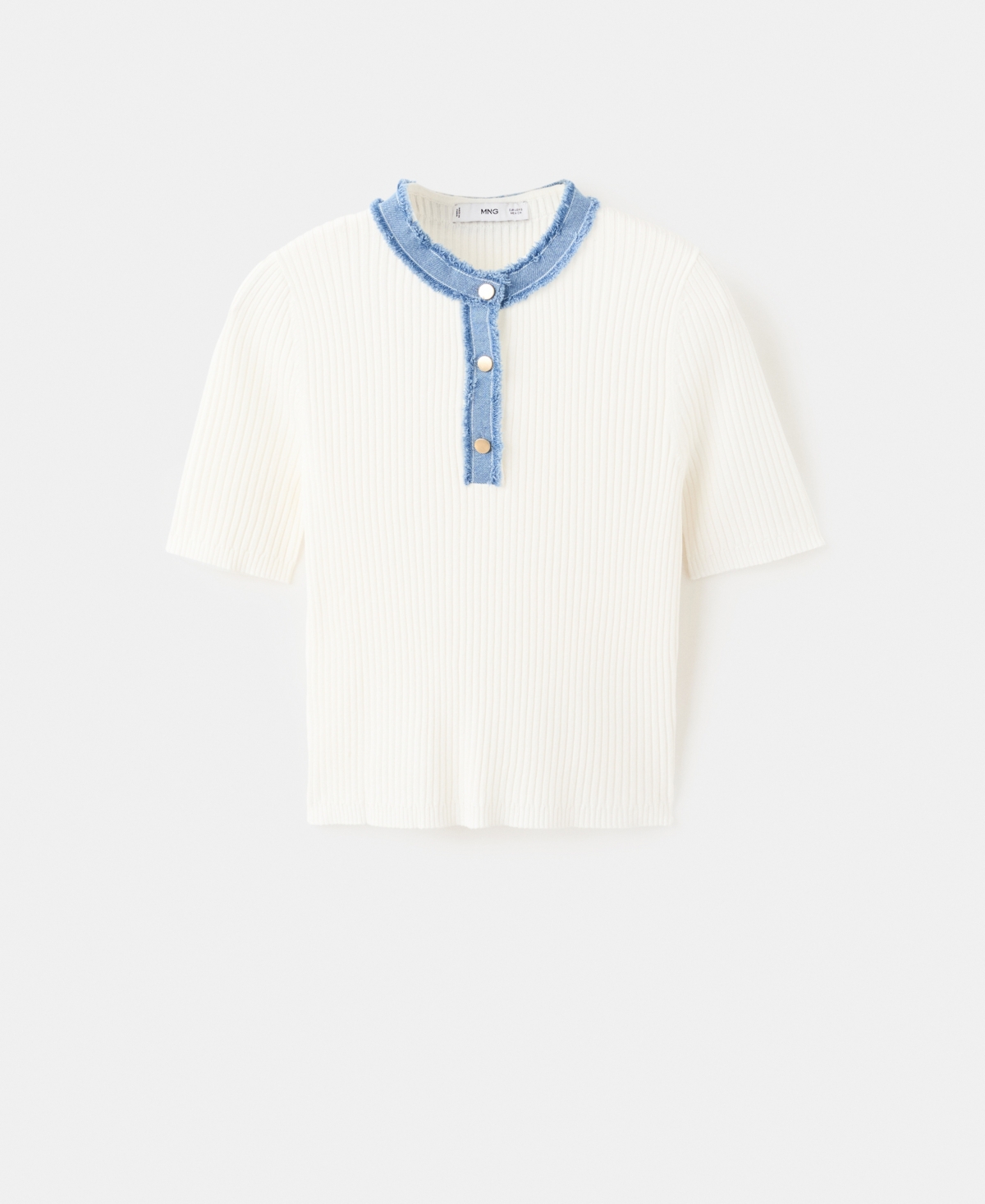 Click here for Mango Womens Contrast Collar Button Sweater - Off... prices