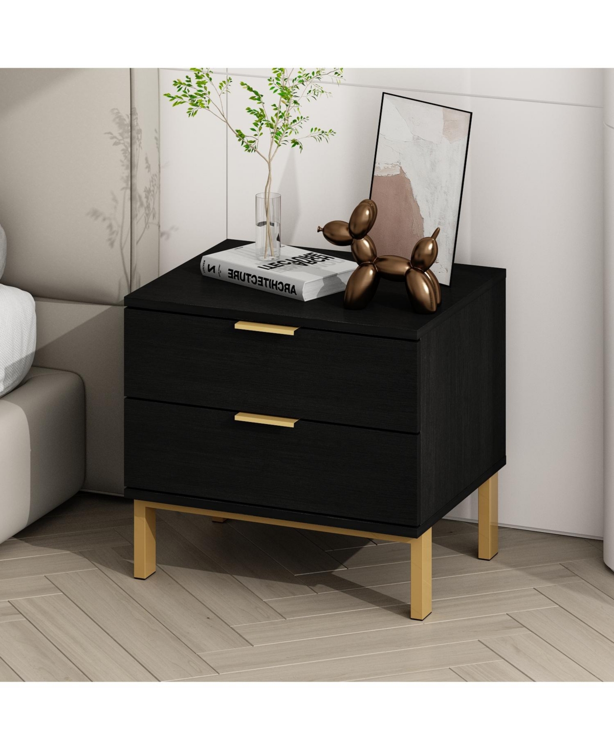 Click here for Homsee Black 3 Drawers Storage Cabinet with Golden... prices