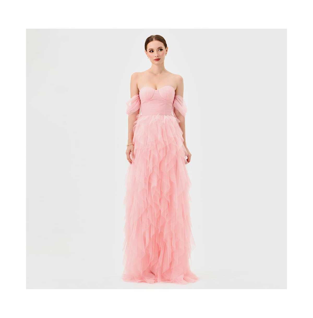 Click here for Bariano Womens Lili Off Shoulder Ruffle Gown - Pin... prices