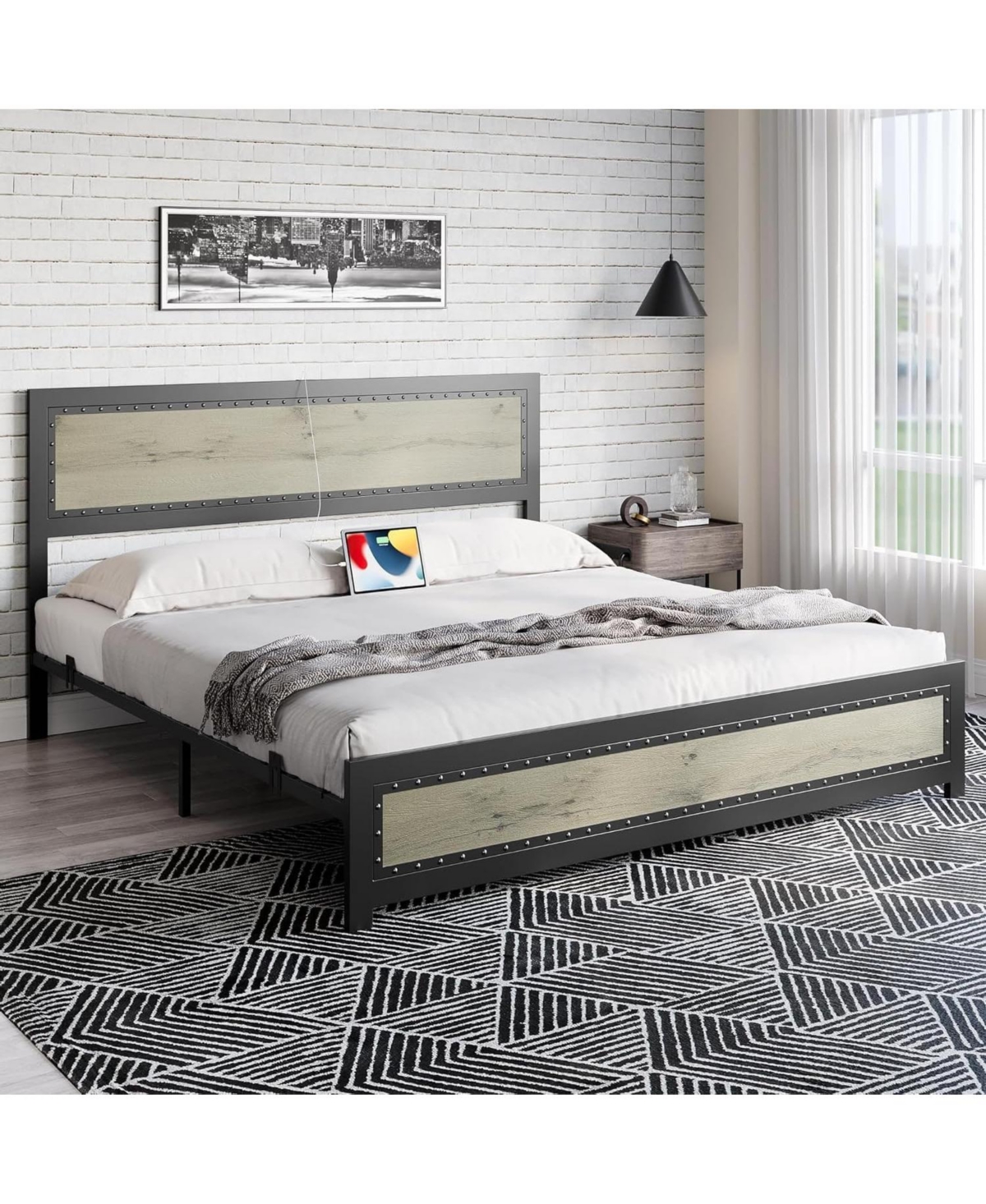 Click here for gaomon Bed Frame with Headboard and Charging Stati... prices