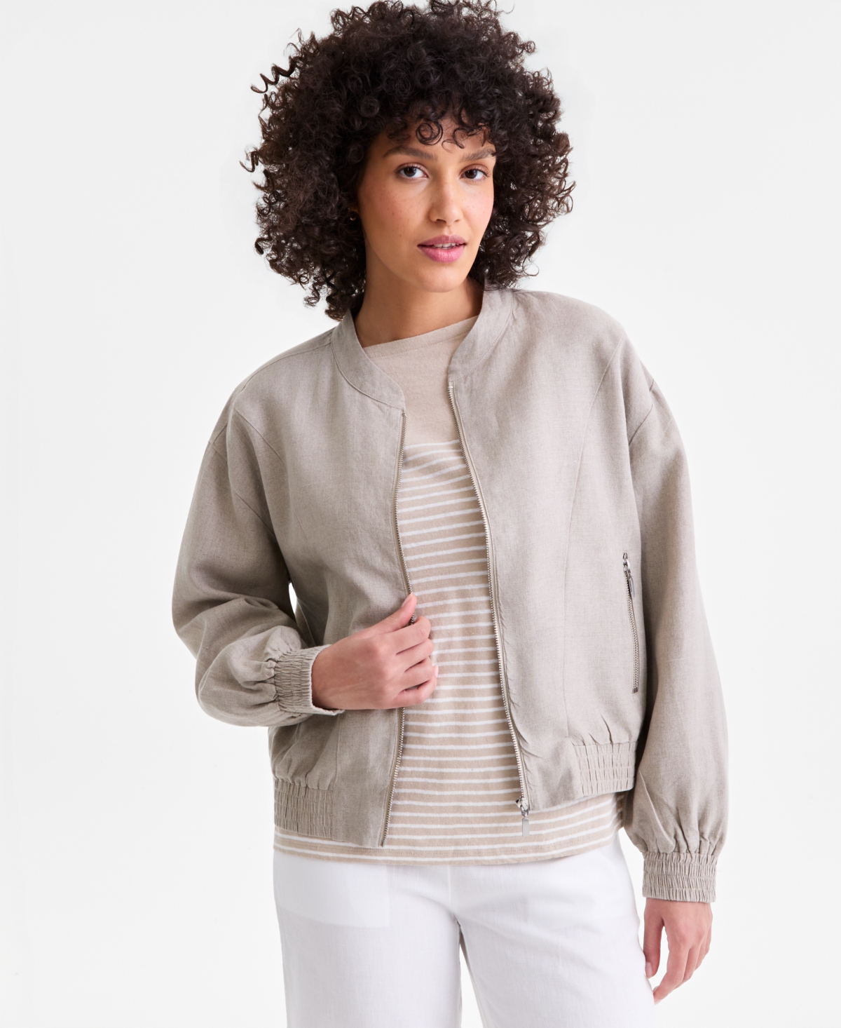 Click here for Charter Club Womens 100 Linen Bomber Jacket  Macys... prices
