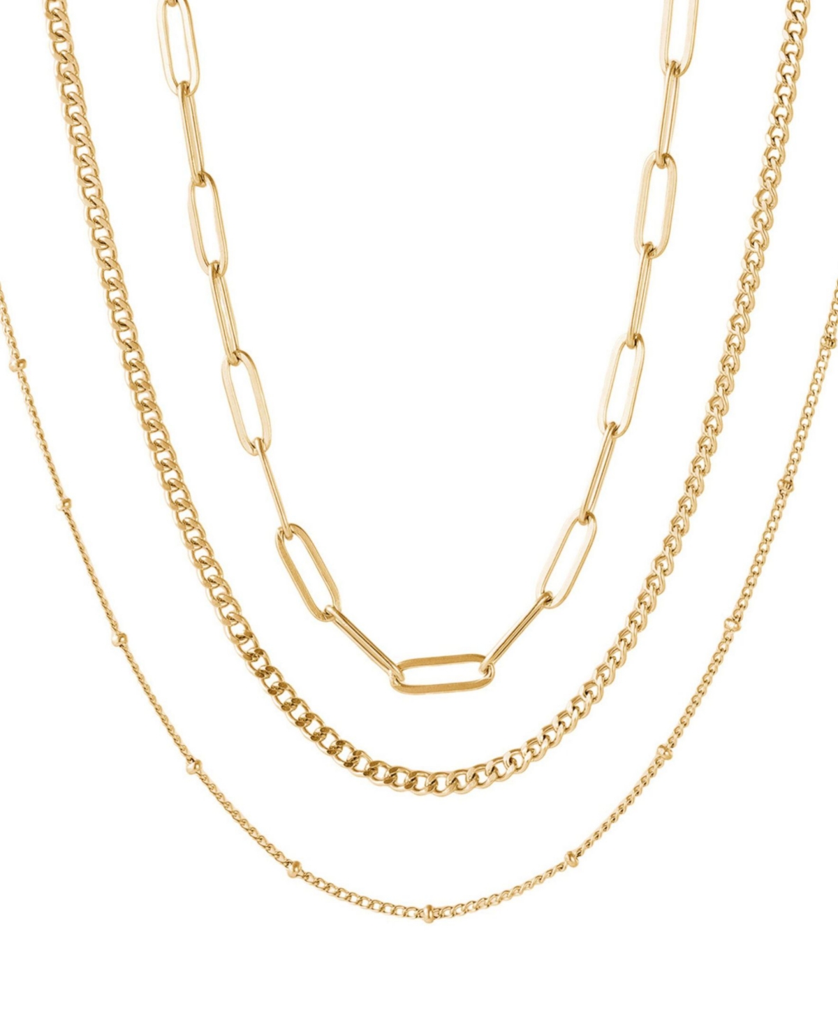 Click here for Adornia Tarnish Resistant Gold Set of 3-Chain Neck... prices