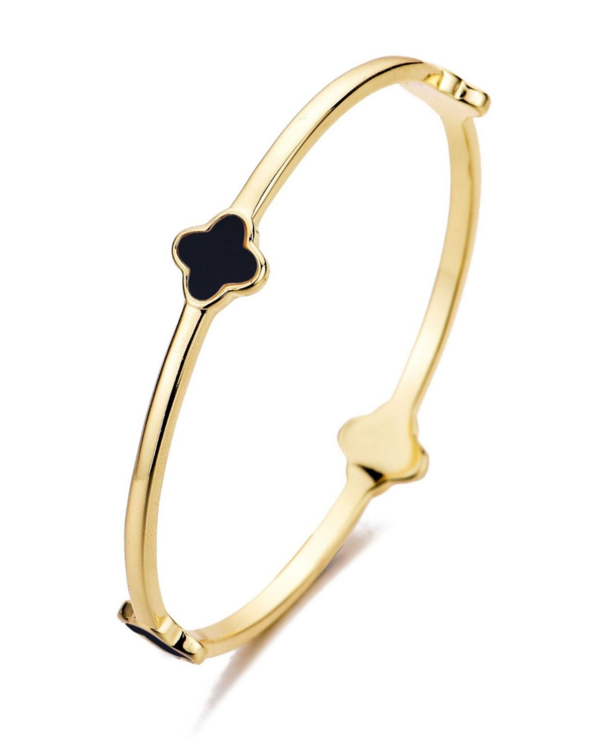 Click here for Adornia Gold Black Clover Bangle Bracelet - Black prices