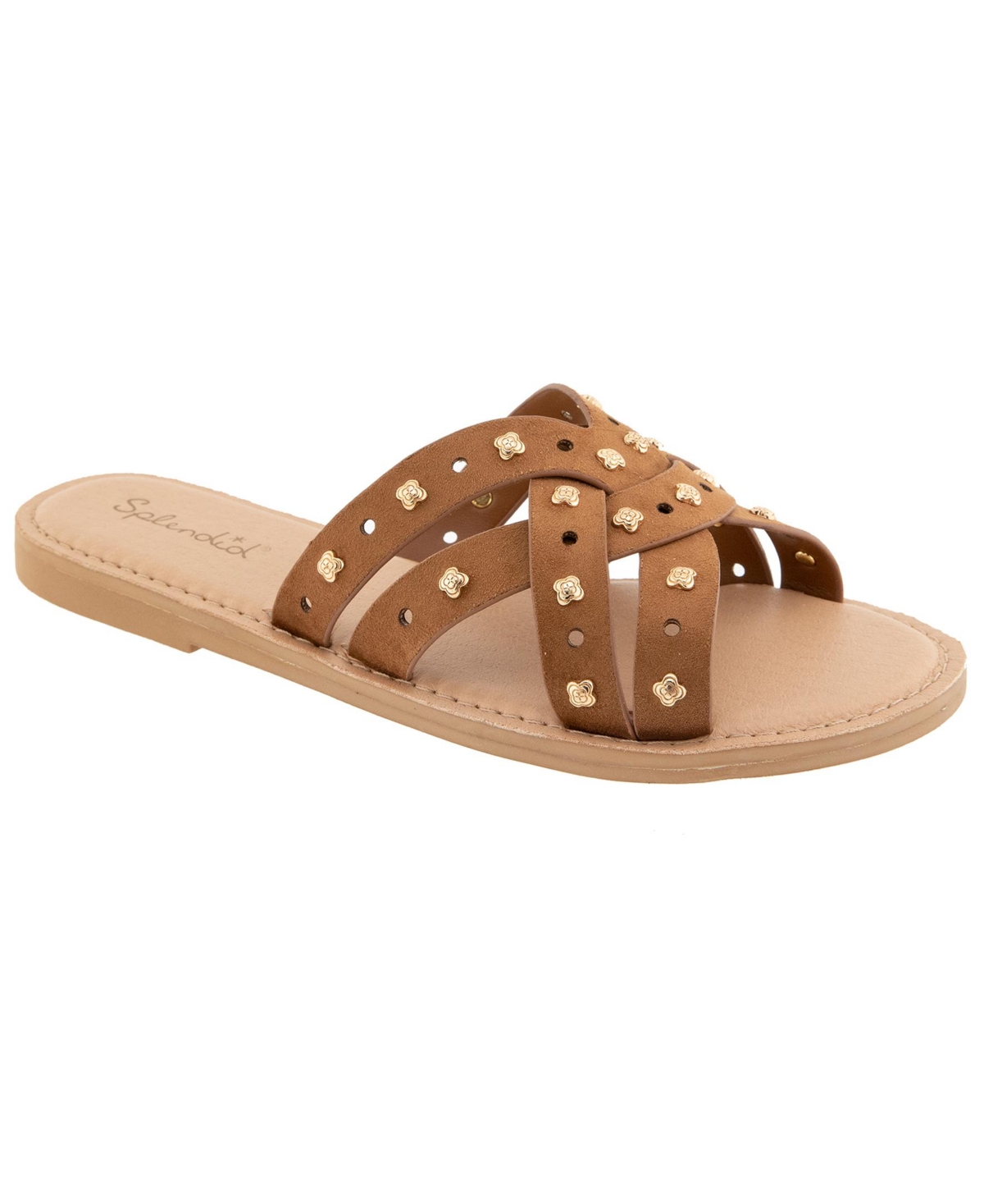 Click here for Splendid Womens Simon Studs Slide Sandal - Caramel prices