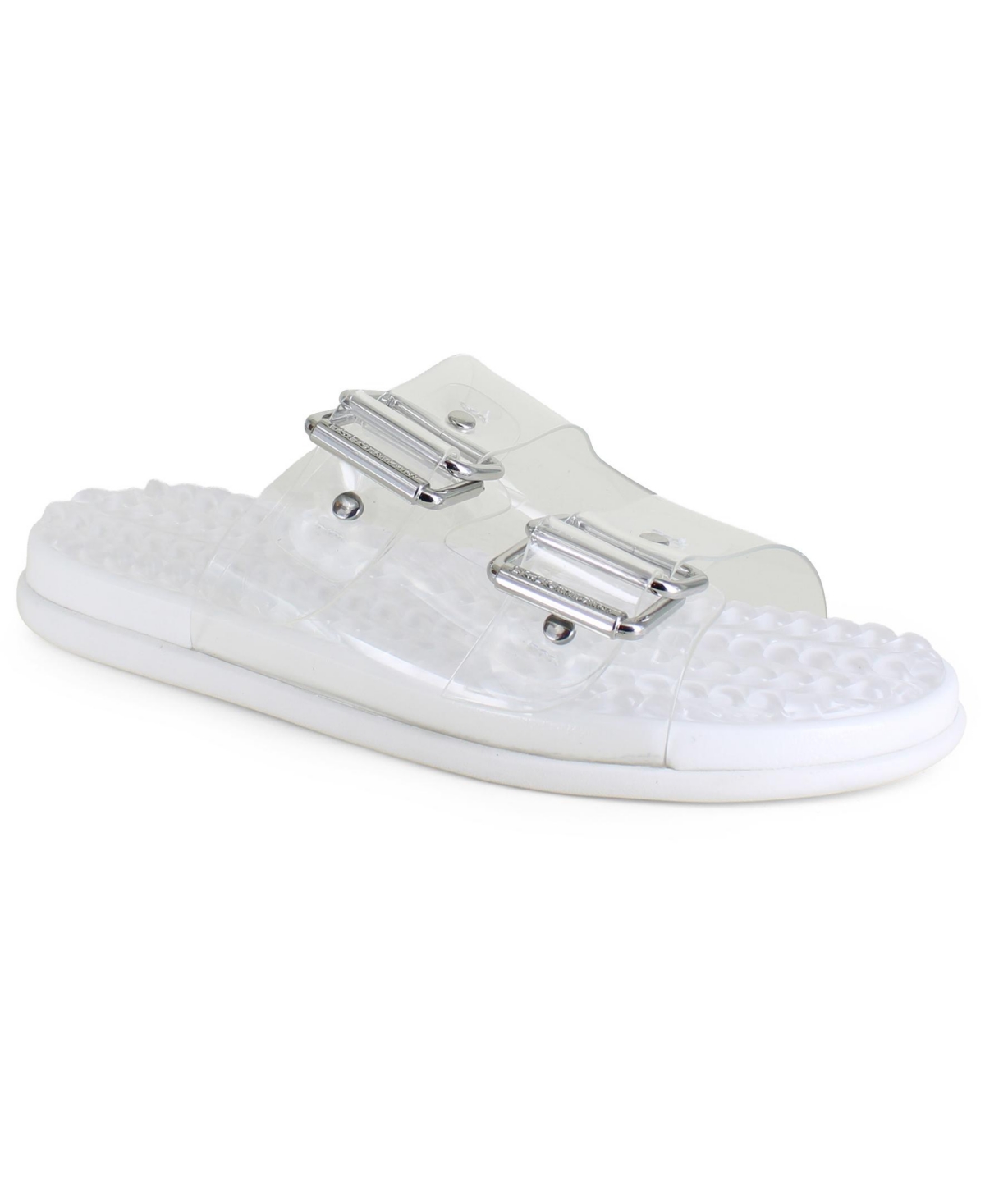 Click here for BCBGeneration Womens Gelly Slide Sandal - Clear/wh... prices