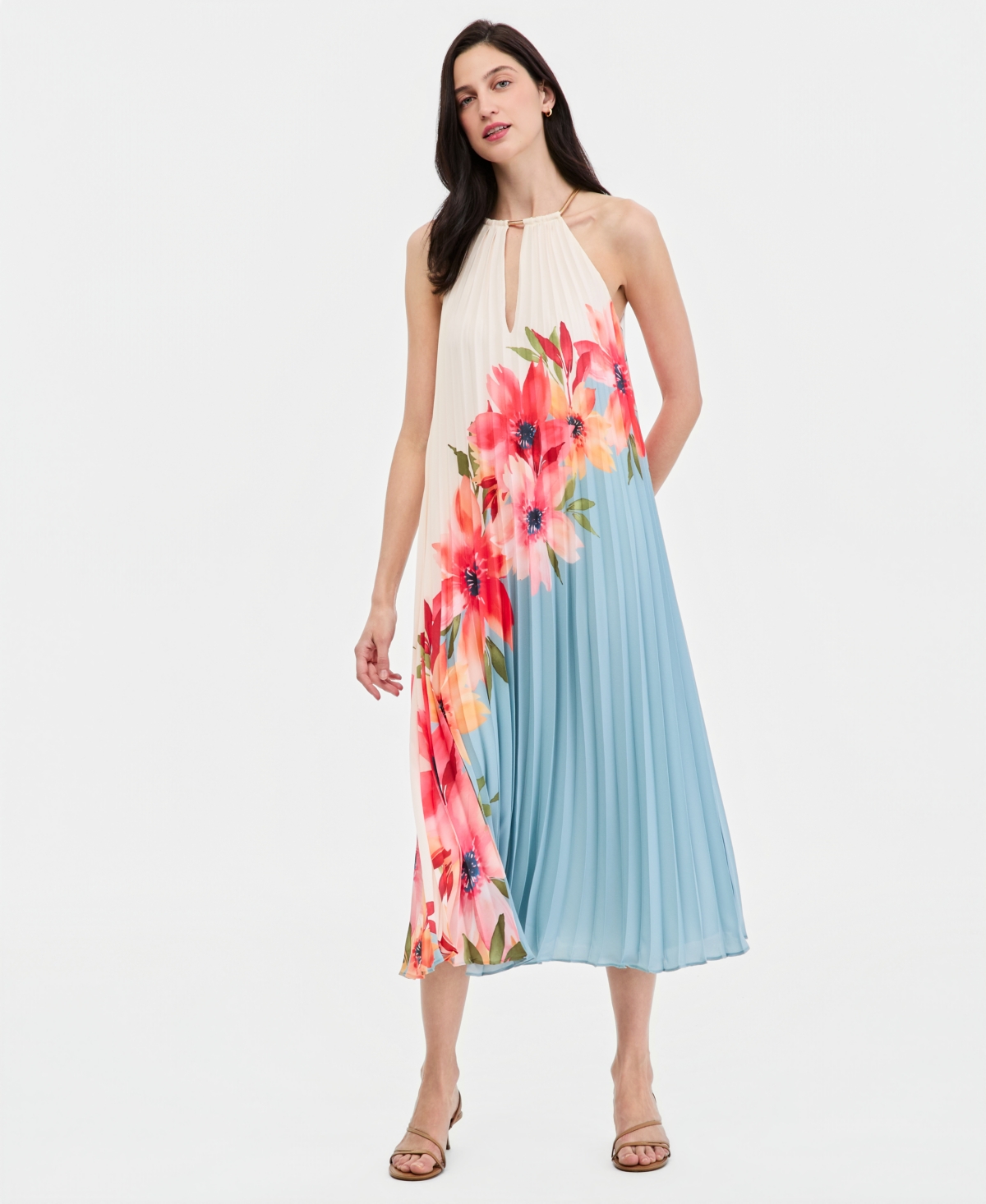 Click here for Adrianna Papell Womens Floral Pleated Midi Dress -... prices