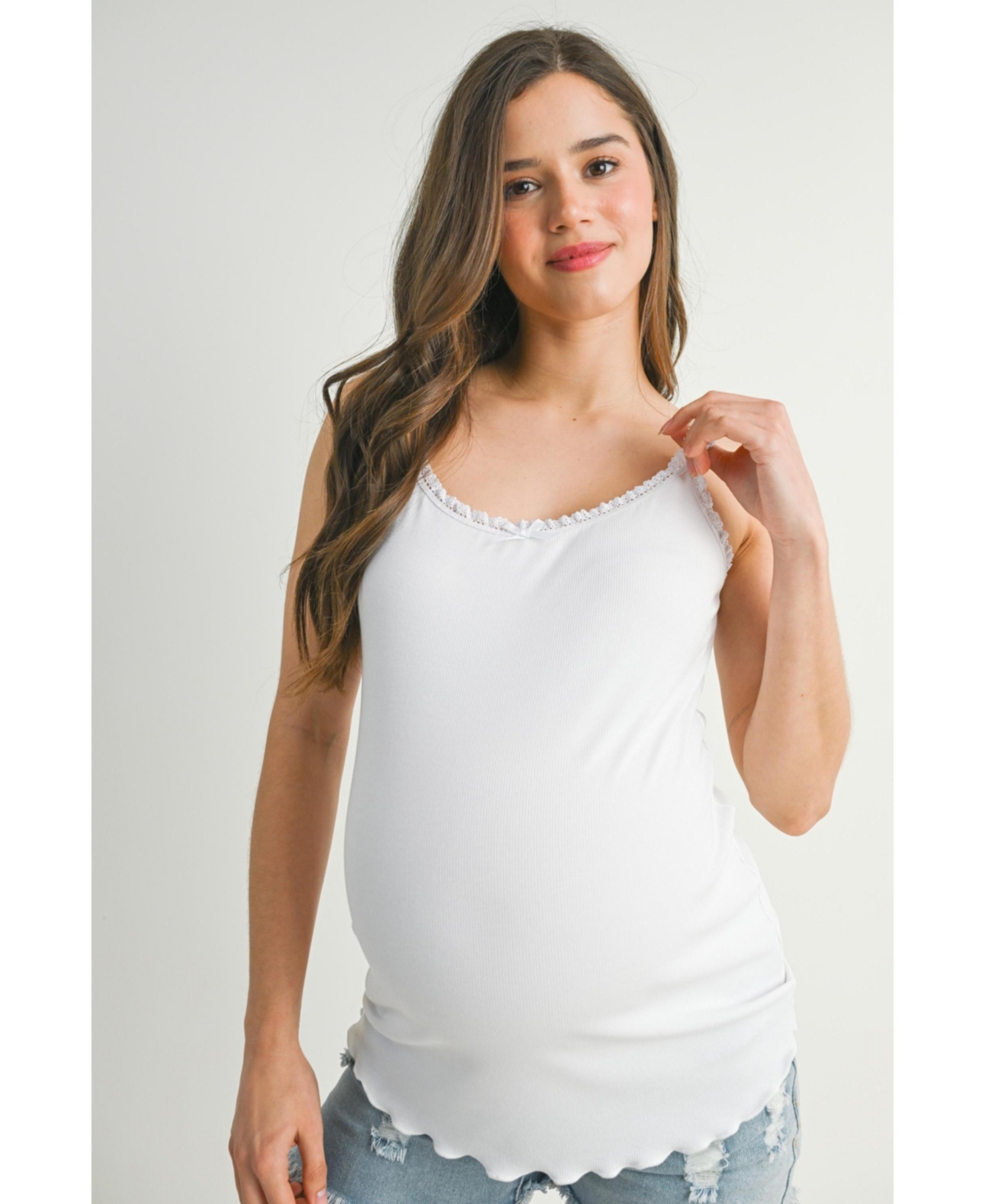 Click here for Hello Miz Maternity Women s Ribbed Lace Trim Camis... prices