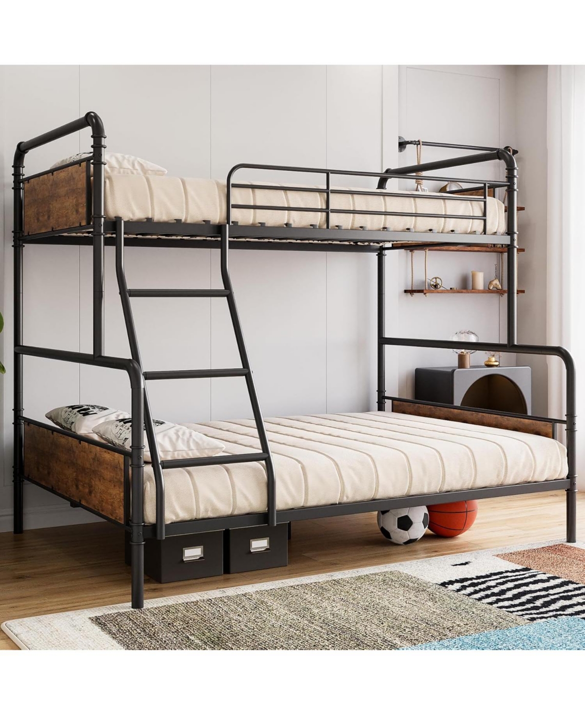 Click here for gaomon Metal Bunk Bed Twin Over Full Size with Ang... prices