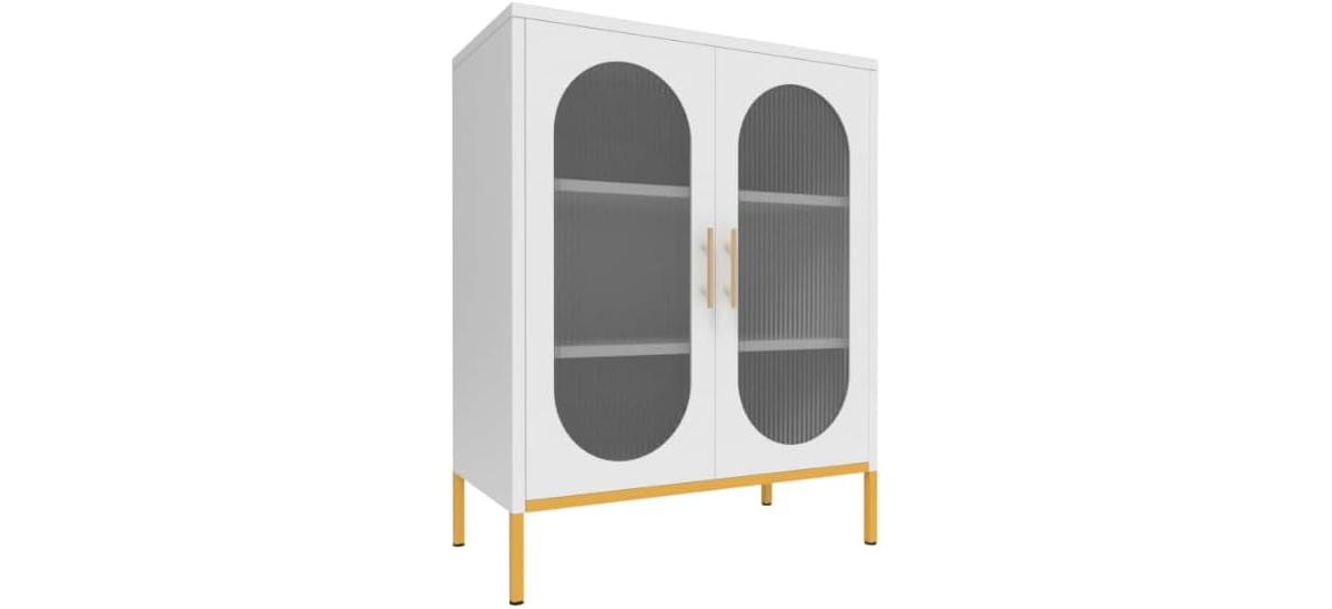 Click here for gaomon Fluted Glass Door Storage Cabinet  Cold Rol... prices