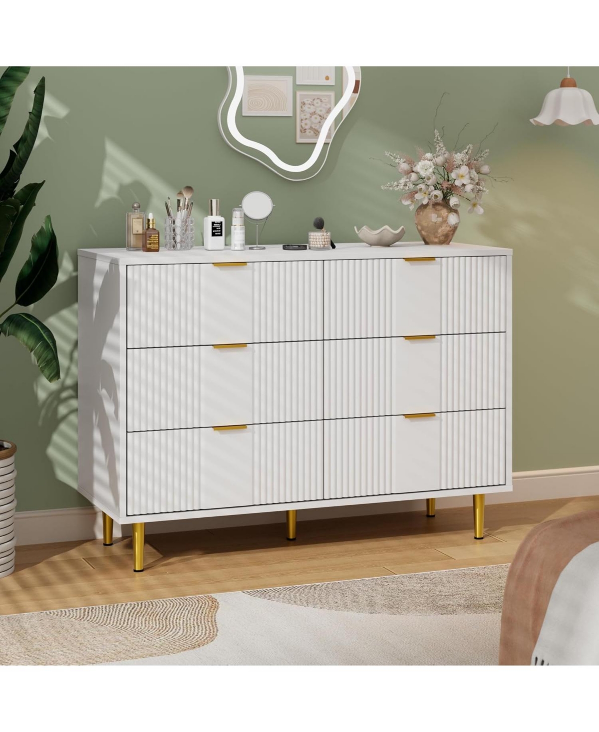 Click here for gaomon Fluted Dresser for Bedroom with 6 Drawers... prices