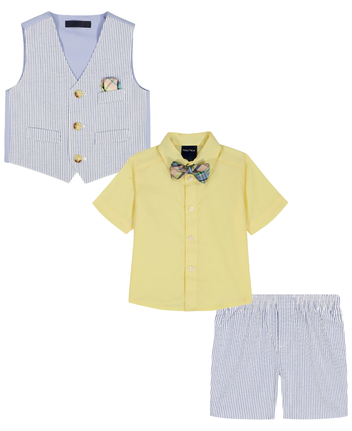 Click here for Nautica Baby Boys Seersucker Stripe Vest  Shirt an... prices