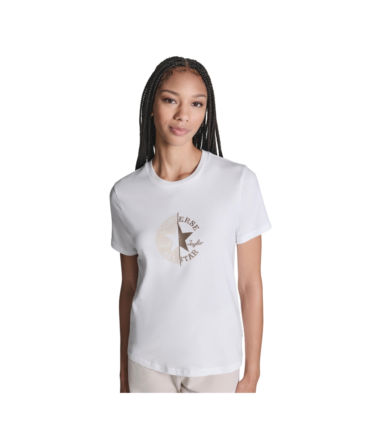 Click here for Converse Womens Half & Half T-Shirt - White 10a prices