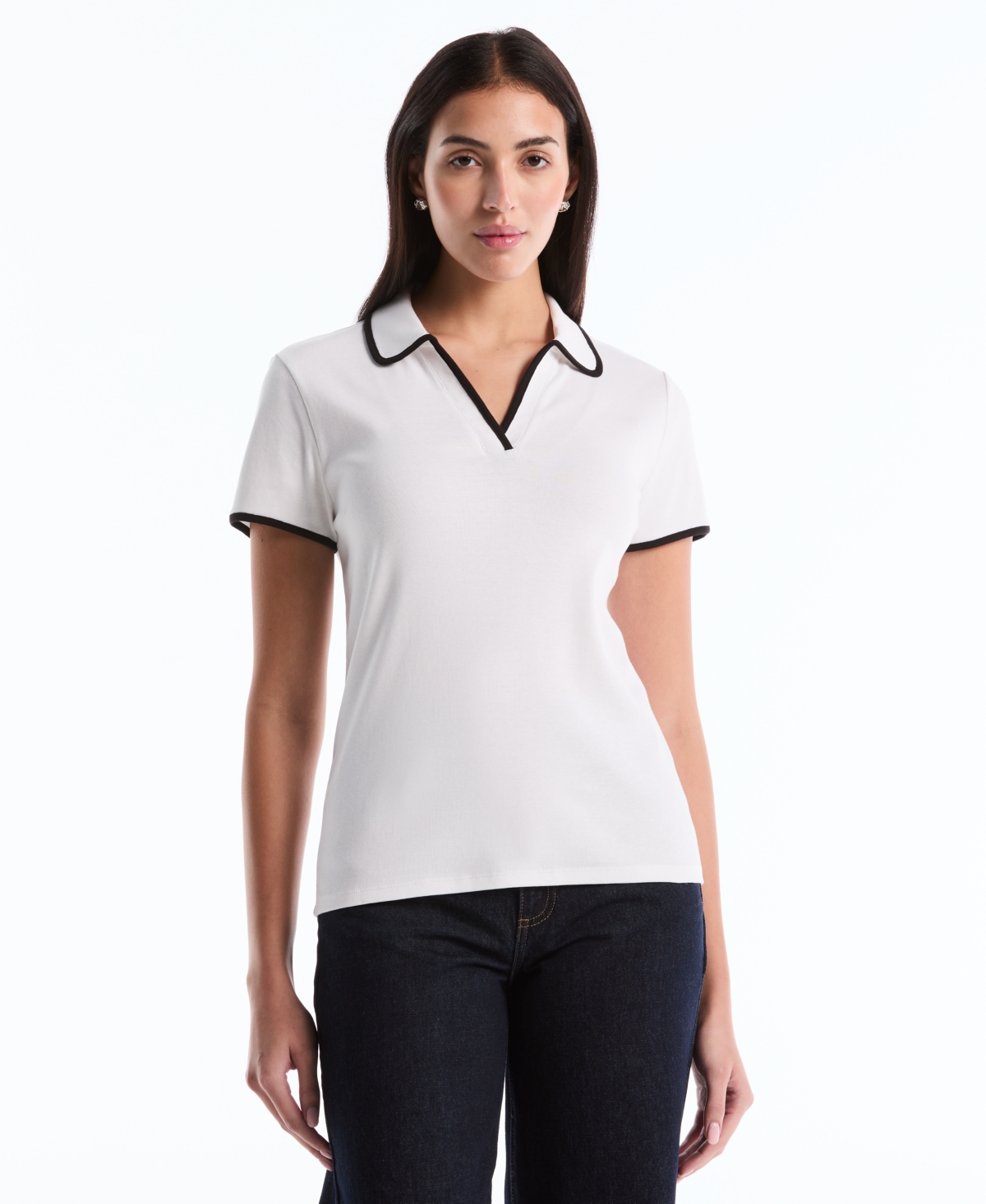 Click here for Rafaella Petite Contrast Trim Johnny Collar Polo S... prices
