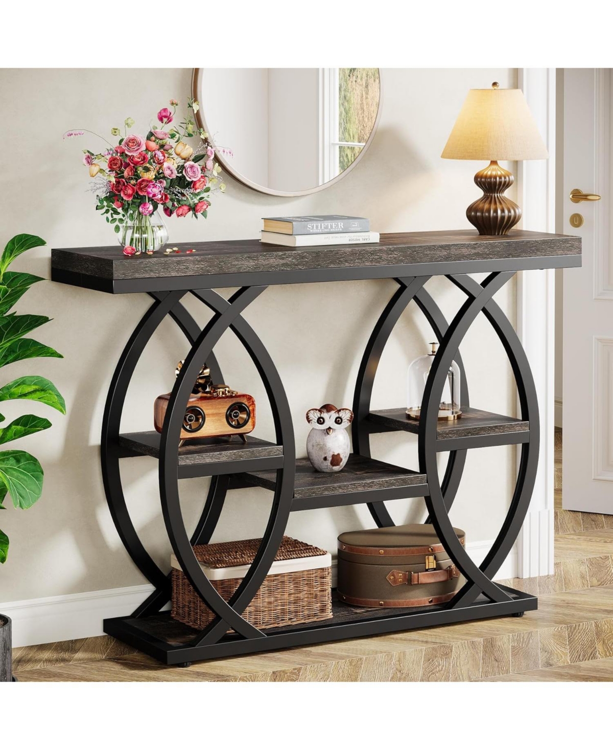 Click here for Tribesigns 39.4 Console Table  Industrial 4-Tier S... prices