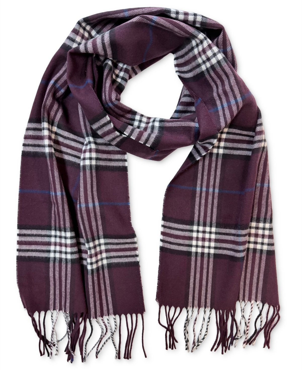 Click here for V. Fraas Mens Classic Plaid Cashmink Scarf - Burgu... prices