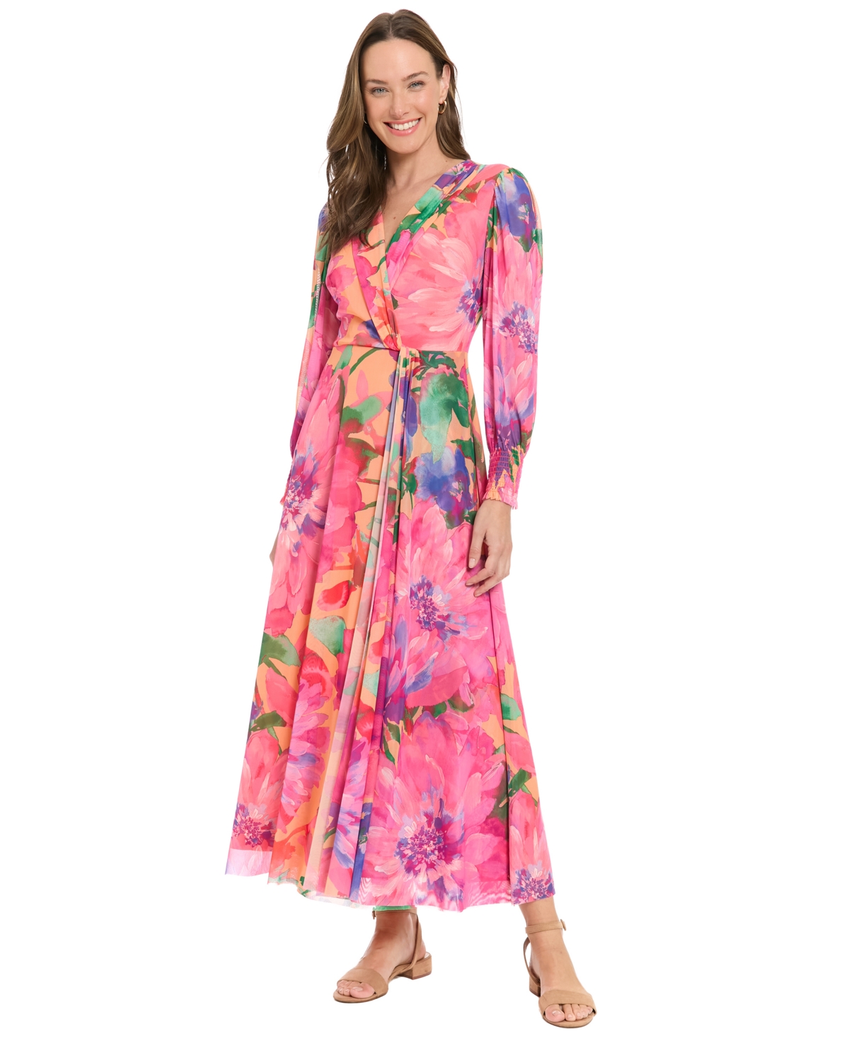 Click here for London Times Womens Shirred Surplice Twist Bishop-... prices